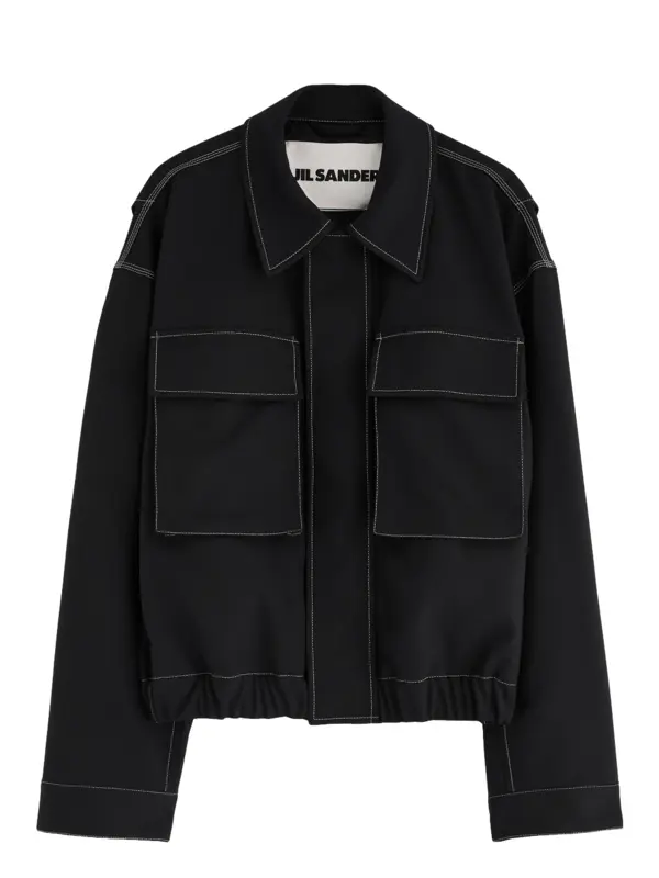 JIL SANDER Contrast-stitching Twill Jacket - Navy