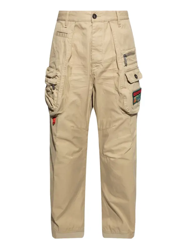 Dsquared2 Cotton Cargo Trousers - Neutrals
