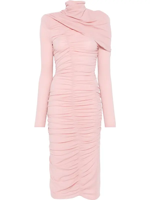 Magda Butrym Draped High-neck Midi Dress - Pink