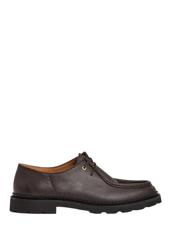 REISS Hatton Leather Moccasin Shoes - Dark Brown