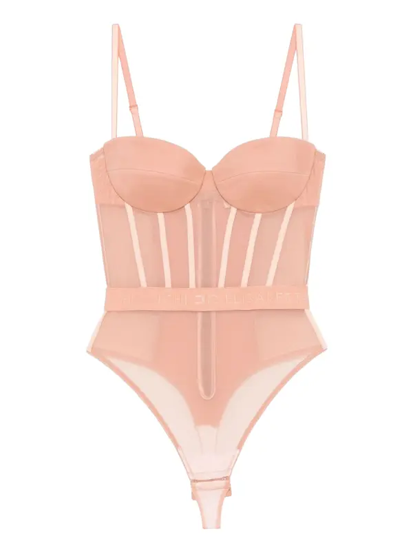 Elisabetta Franchi Logo-waistband Bodysuit - Neutrals