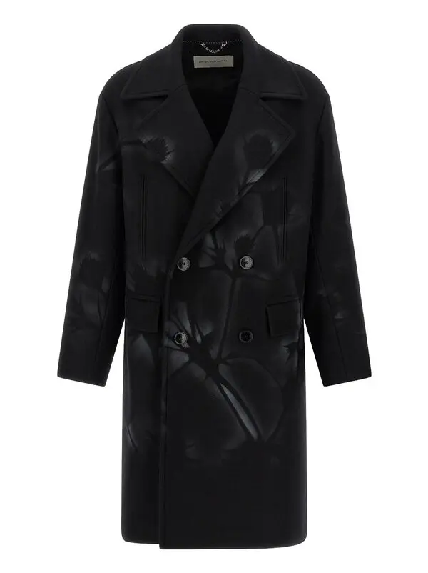 Dries Van Noten Double-breasted Wool Blend Coat - Black