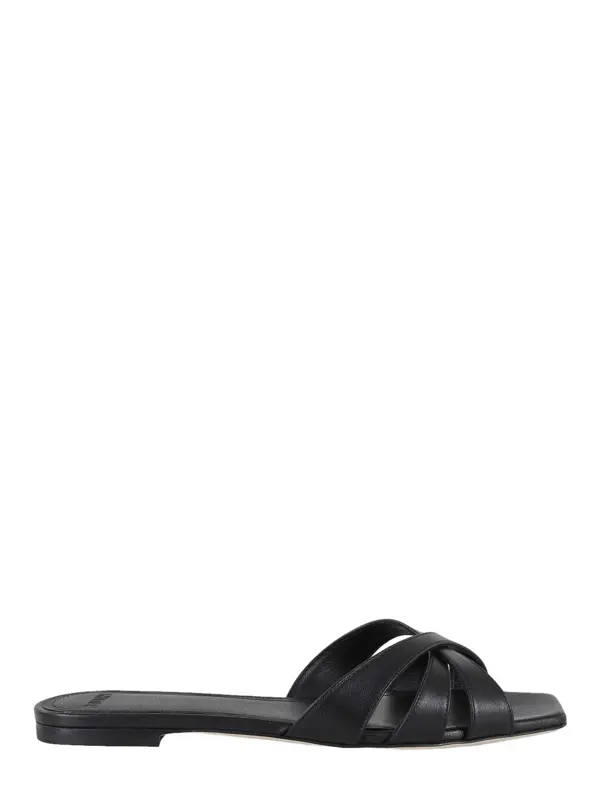 3JUIN Leather Slides - Black