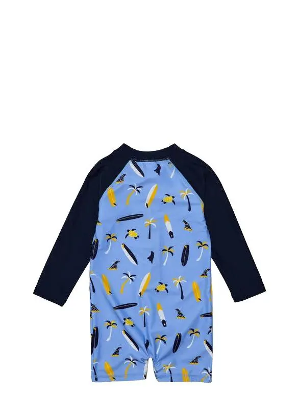 SNAPPER ROCK Turtle Break One-piece Rashguard Swimsuit - Blue