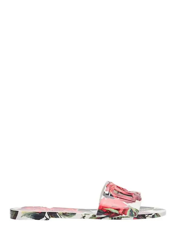 Dolce & Gabbana Bianca Floral Rubber Flat Sandals - Multi
