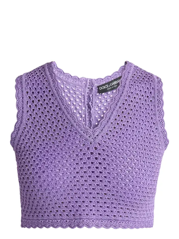 Dolce & Gabbana Crochet Knit Tank Top - Purple