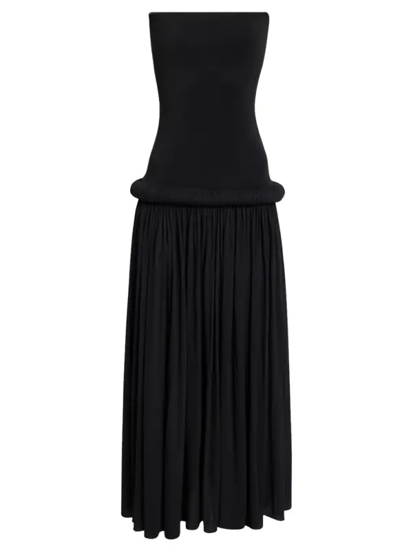 Alaïa Strapless Pleated Maxi Dress - Noir Alaia