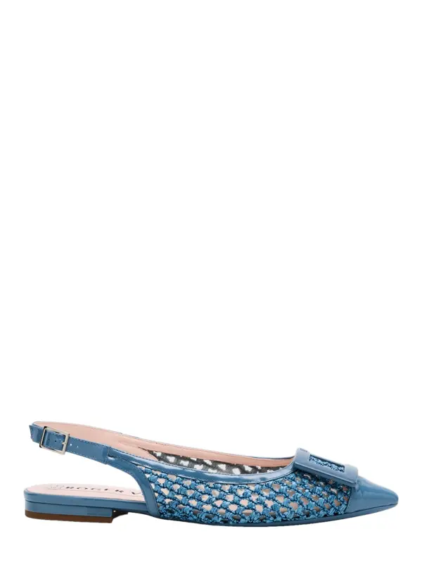ROGER VIVIER Gommettine Raffia Ballerina Flats - Denim
