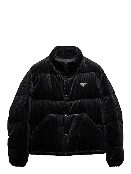 Prada Funnel-neck Corduroy-texture Cotton Jacket - Black
