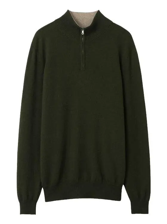 GOBI MONGOLIAN CASHMERE Half-zip Sweater - Capulet Olive