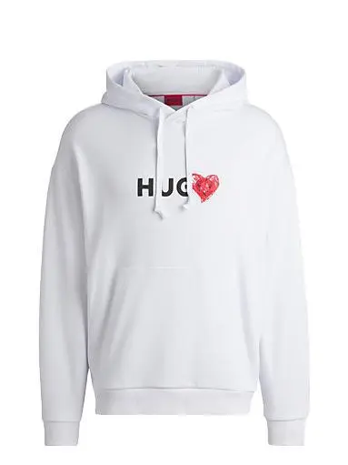 Hugo Boss Brand-print Cotton-jersey Hoody - White