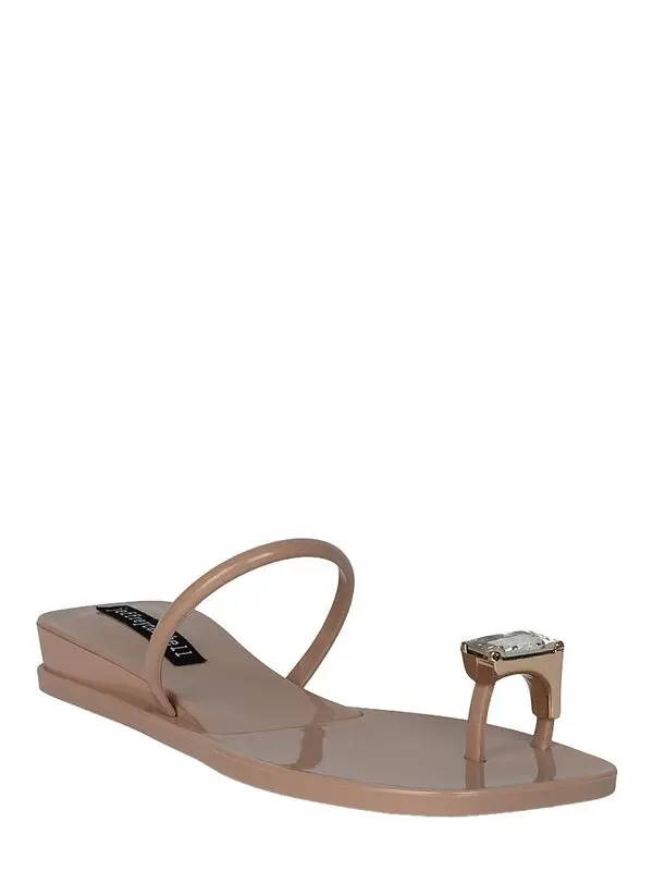 Jeffrey Campbell Balia Jelly Thong Flats - Nude Shiny Clear