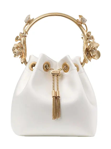 JIMMY CHOO Flower-embellished Cross-body Bag - Ivory/gold