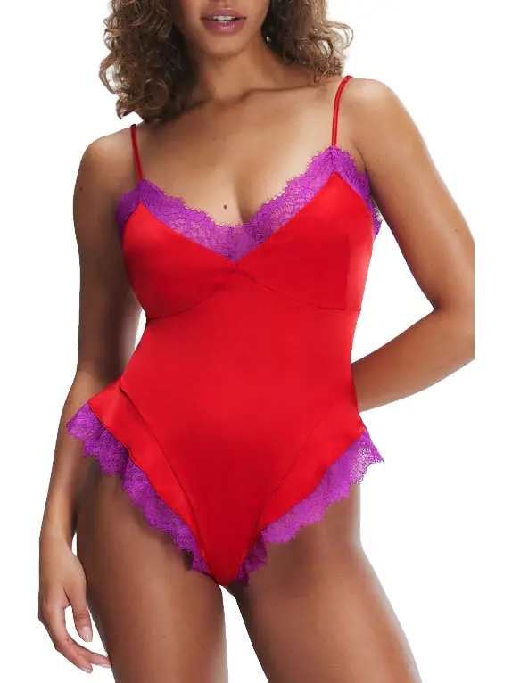 SAVAGE X FENTY Fire Desire Lace Sleep Teddy - Timeless Red