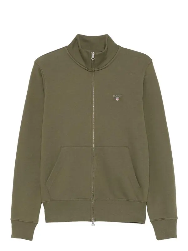 Gant Embroidered-logo Cardigan - Green