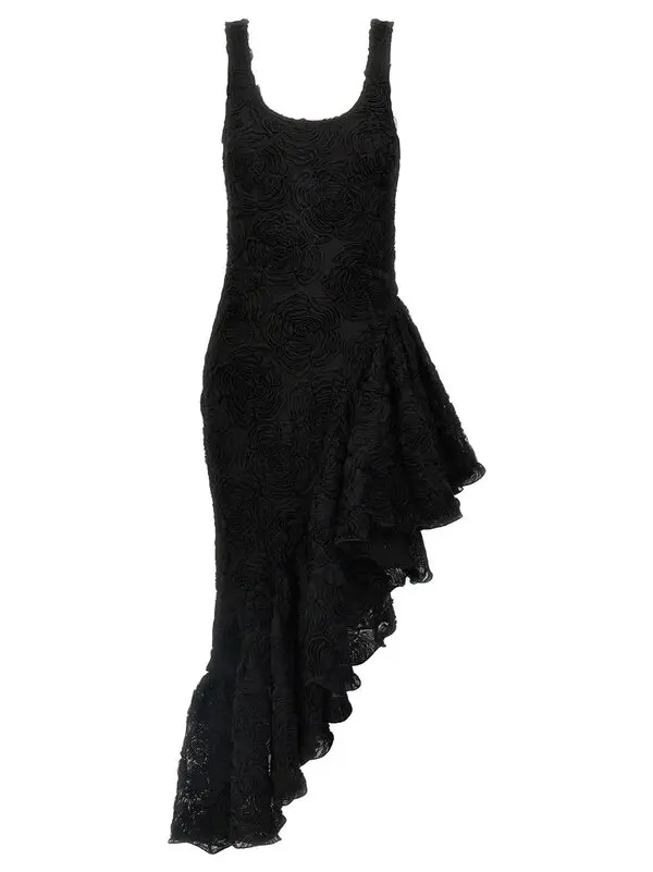 Remain Birger Christensen Flower Mesh Ruffle Dress - Black