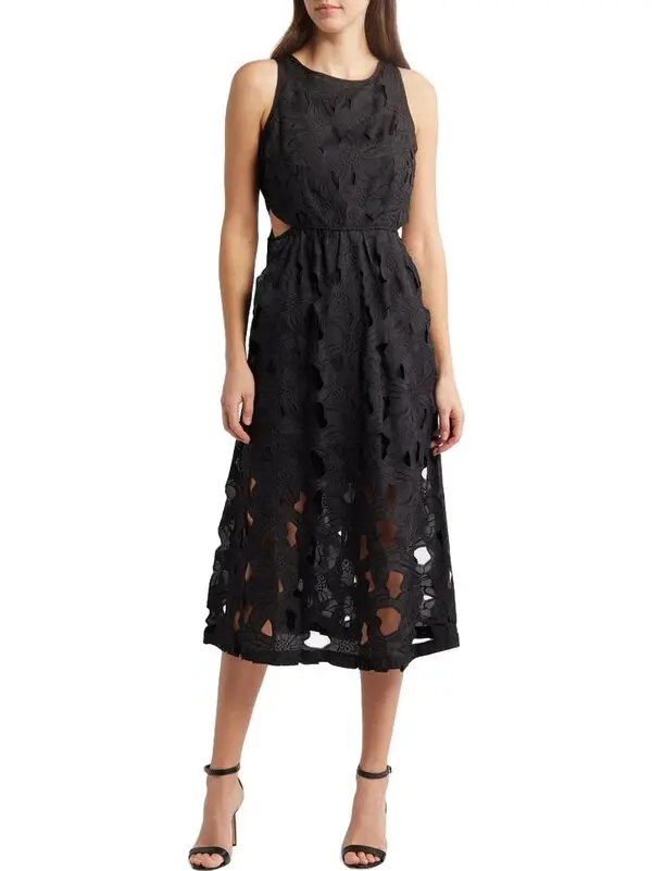 Sam Edelman Cutout Flower Sleeveless Dress - Black