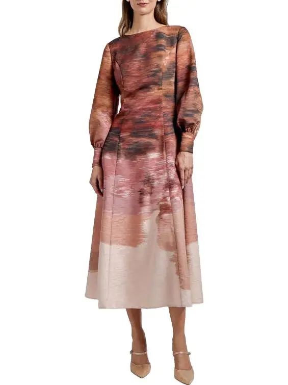Misook Abstract Printed Maxi Dress - Rose Bud/multi