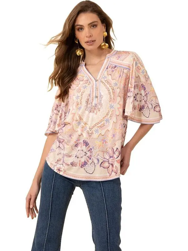 Hale Bob Kaitlyn Jersey Top - Brown / Neutral