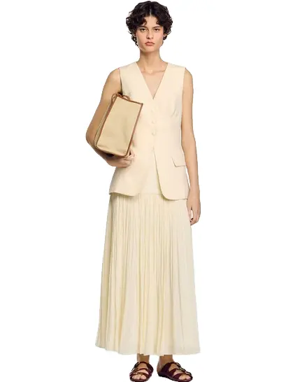 Sandro Sleeveless Vest - Neutral / White