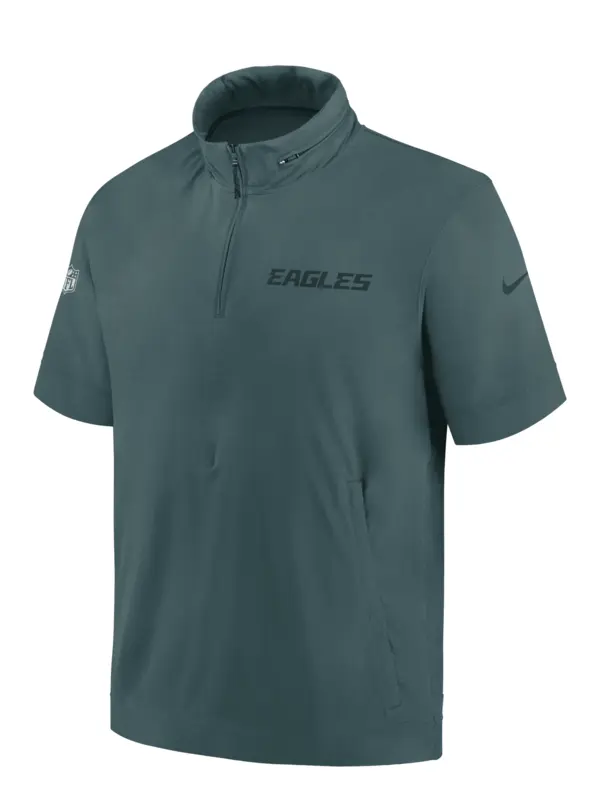 Nike Philadelphia Eagles Sideline Coach Nfl 1/2-zip Short-sleeve Hooded Jacket - Green