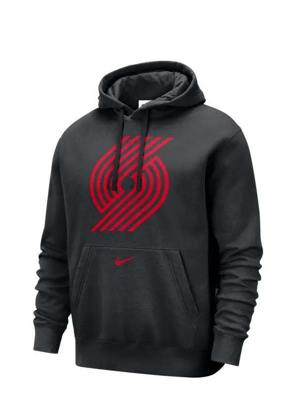 Nike Portland Trail Blazers Club City Edition Nba Fleece Pullover Hoodie - Black