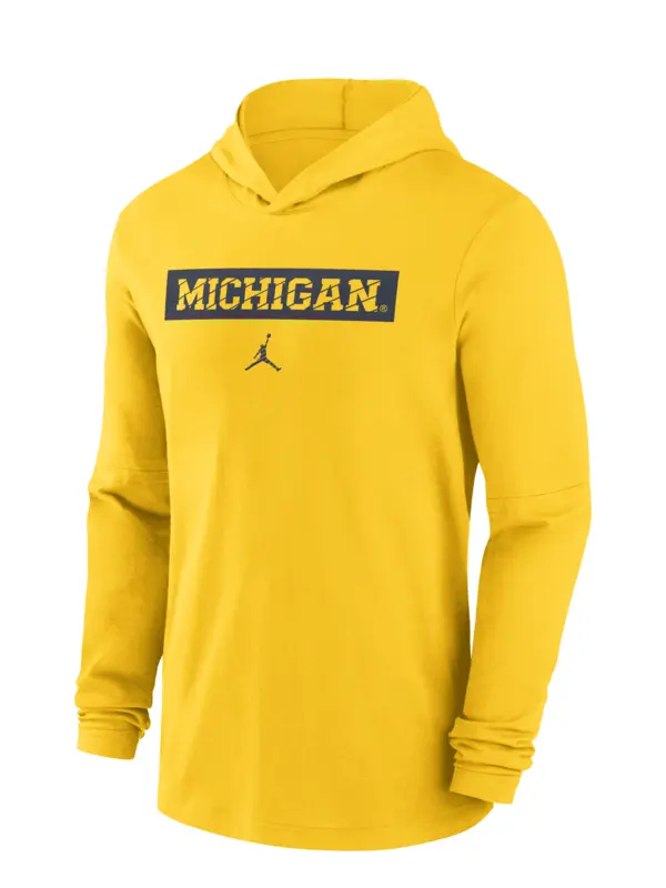 JORDAN Michigan Wolverines Sideline Dri-fit College Long-sleeve Hooded Top - Yellow