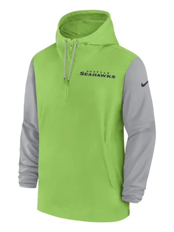 Nike Seattle Seahawks Sideline Pre-game Player Nfl 1/2-zip Hooded Jacket - Green