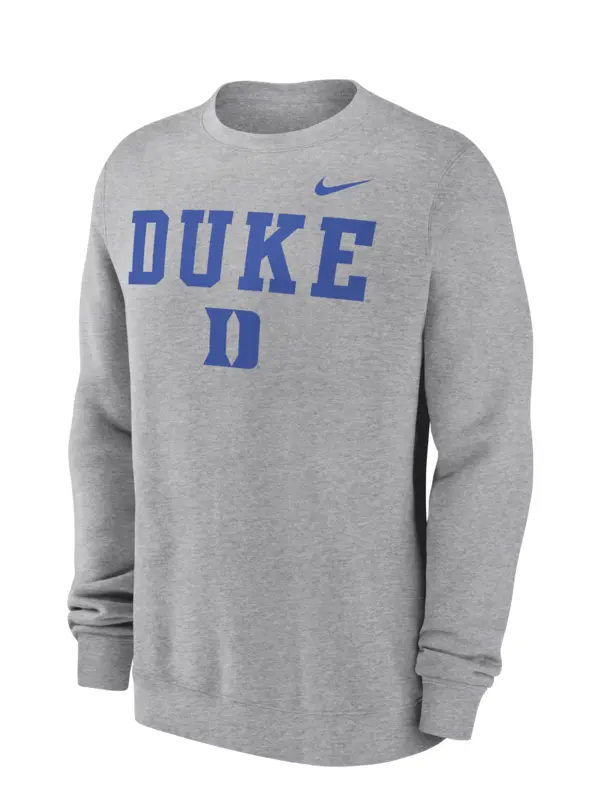 Nike Duke Blue Devils Primetime Primary Stack College Pullover Crew - Grey