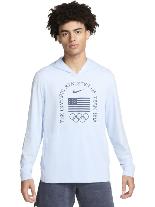 Nike Usa Restore Dri-fit Yoga Lightweight Hoodie - Blue