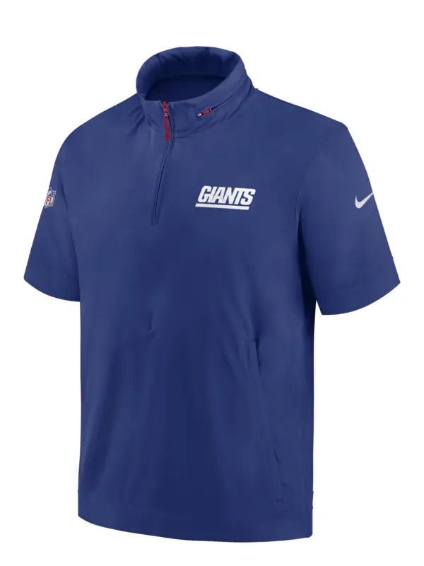 Nike New York Giants Sideline Coach Nfl 1/2-zip Short-sleeve Hooded Jacket - Blue