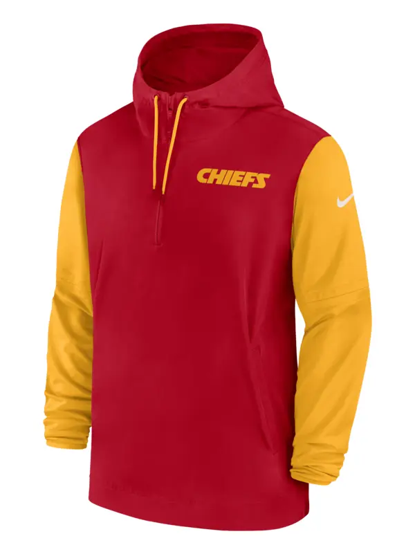 Nike Kansas City Chiefs Sideline Pre-game Player Nfl 1/2-zip Hooded Jacket - Red