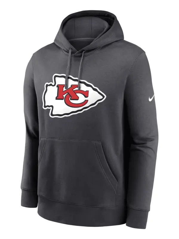 Nike Kansas City Chiefs Club Logo Nfl Pullover Hoodie - Grey