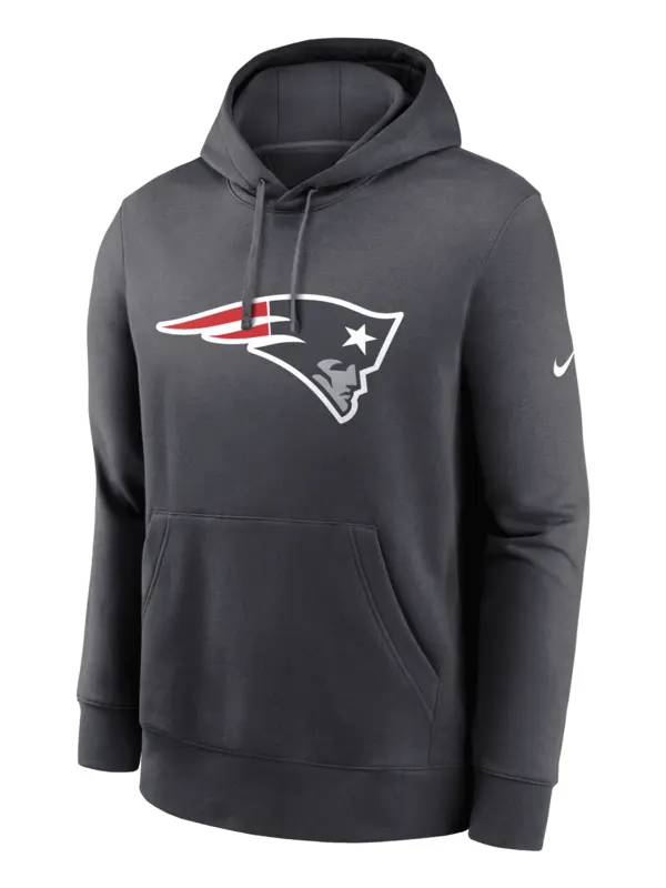 Nike New England Patriots Club Logo Nfl Pullover Hoodie - Grey
