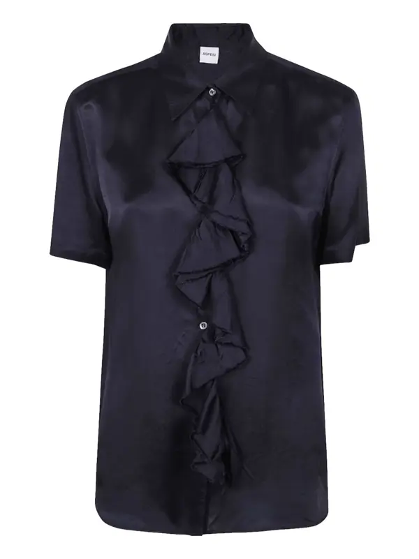 Aspesi Ruffle Short-sleeve Blouse - Blue