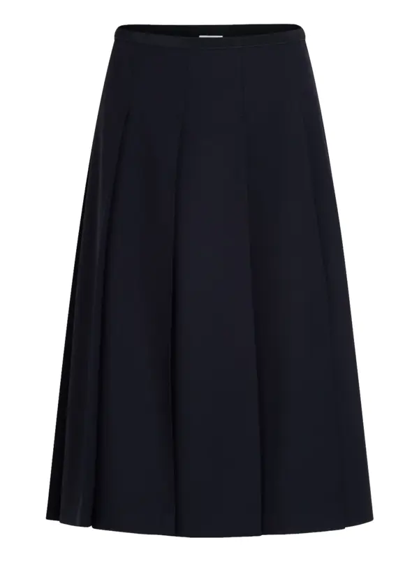 Patou Pleated Twill Midi Skirt - Blue