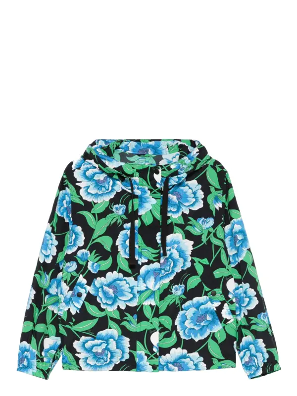 Kenzo Peonies-print Windbreaker - Black