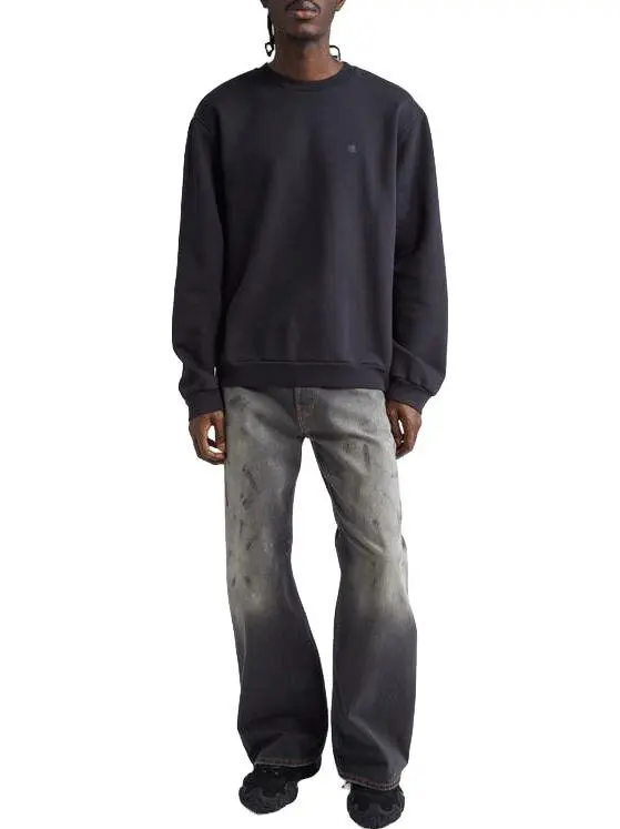 Acne Studios Embroidered Face Patch Fleece Sweatshirt - Black