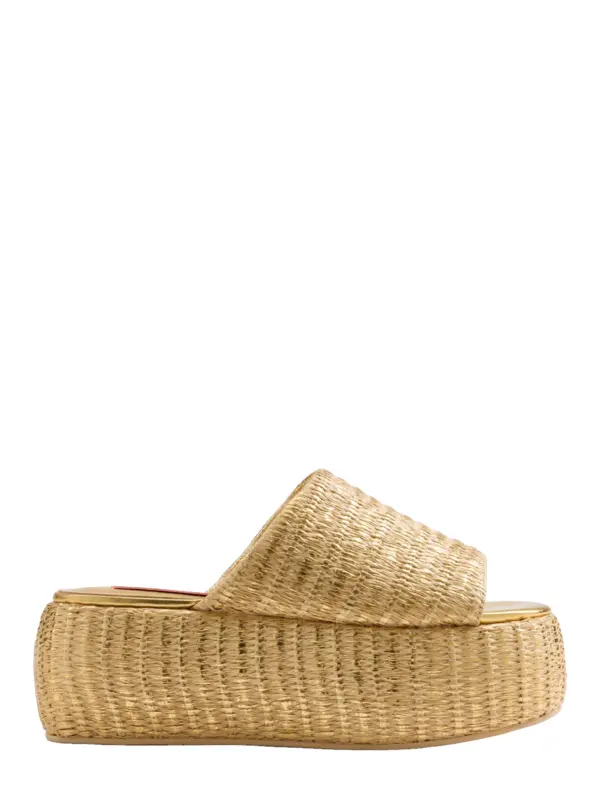 SIMONMILLER Metallic Platform Slides - Gold
