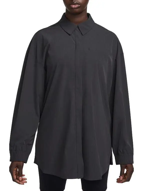 Nike 24.7 Dri-fit Button-up Shirt - Black/ Black