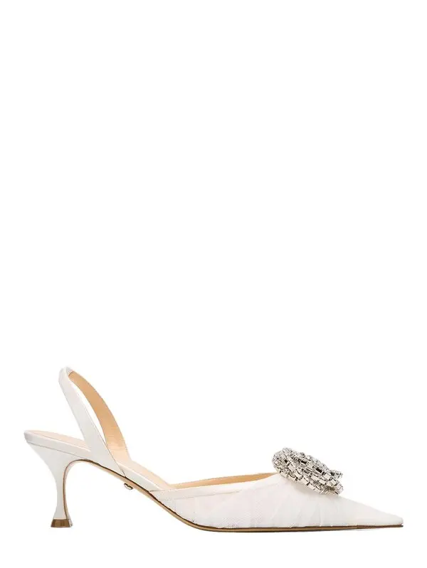 Mach & Mach Galaxy Crystal Slingback Pumps - White