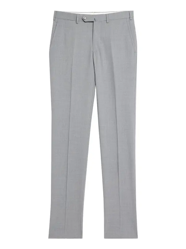 Isaia Wool Flat Front Trousers - Pastel Gre