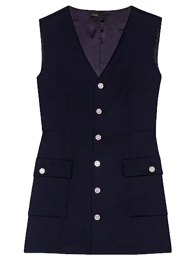 Maje Patch-pocket V-neck Mini Dress - Bleus