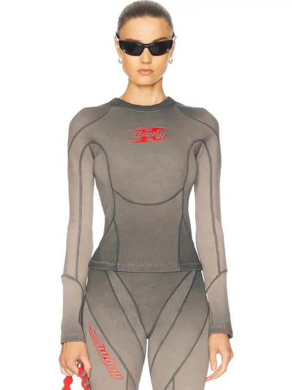 Alexander Wang Blade Logo Long Sleeve Top - Washed Cedar