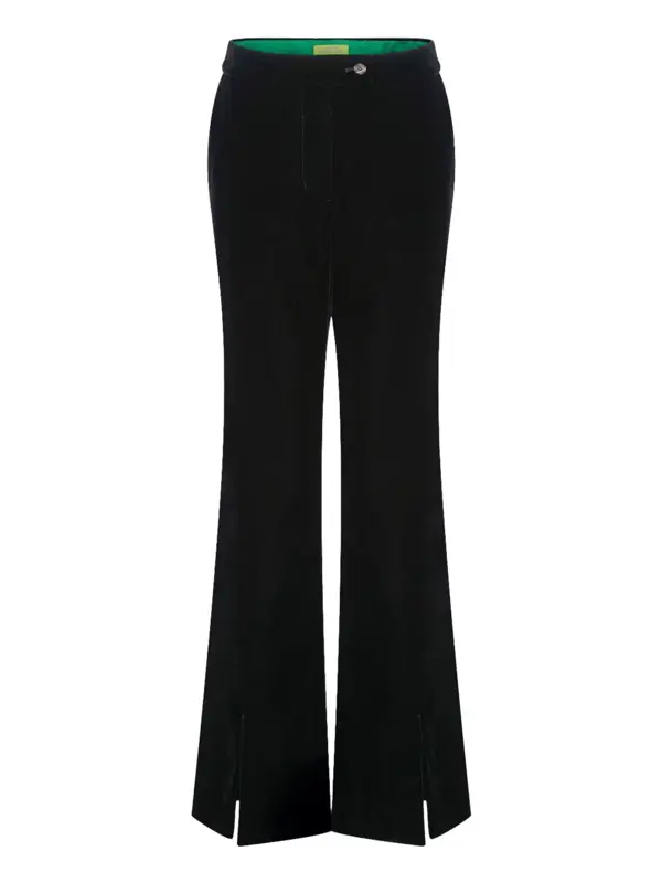 Shanghai Tang X Chen Velvet Flared Trousers - Black