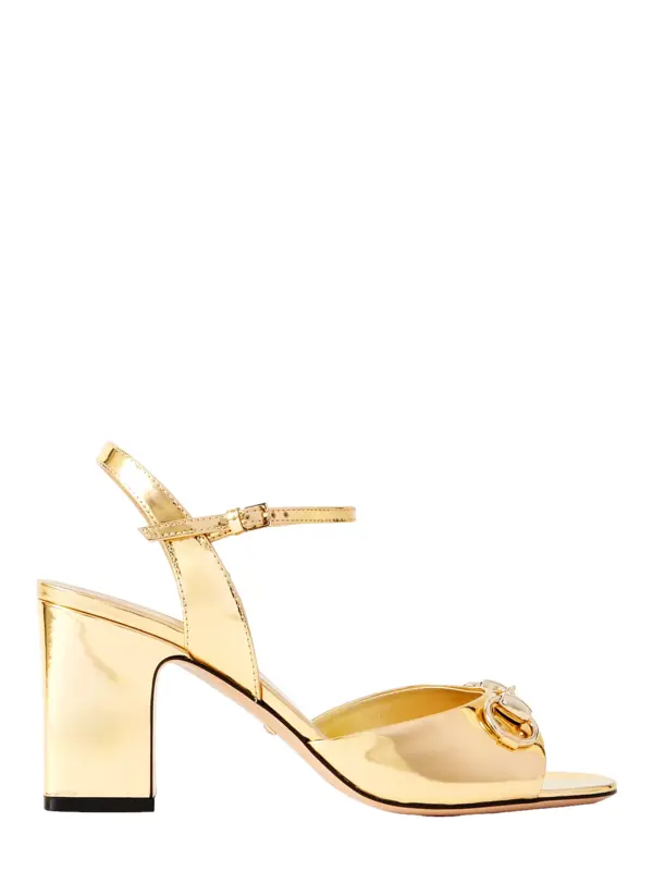 Gucci Horsebit-embellished Metallic Leather Pumps - Gold
