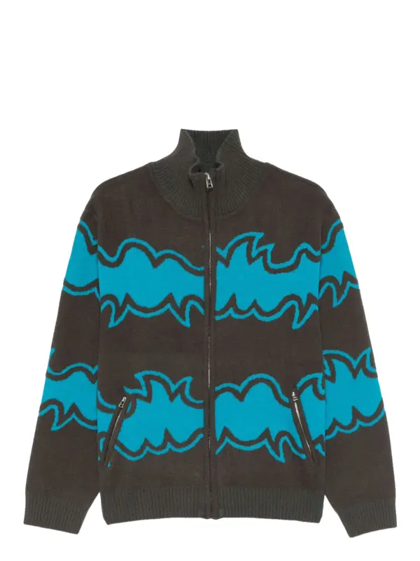 BLUEMARBLE Jacquard Zip-up Cardigan - Grey