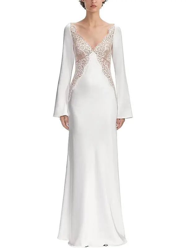 SELF-PORTRAIT X Christopher Kane Lace Satin Maxi Dress - White