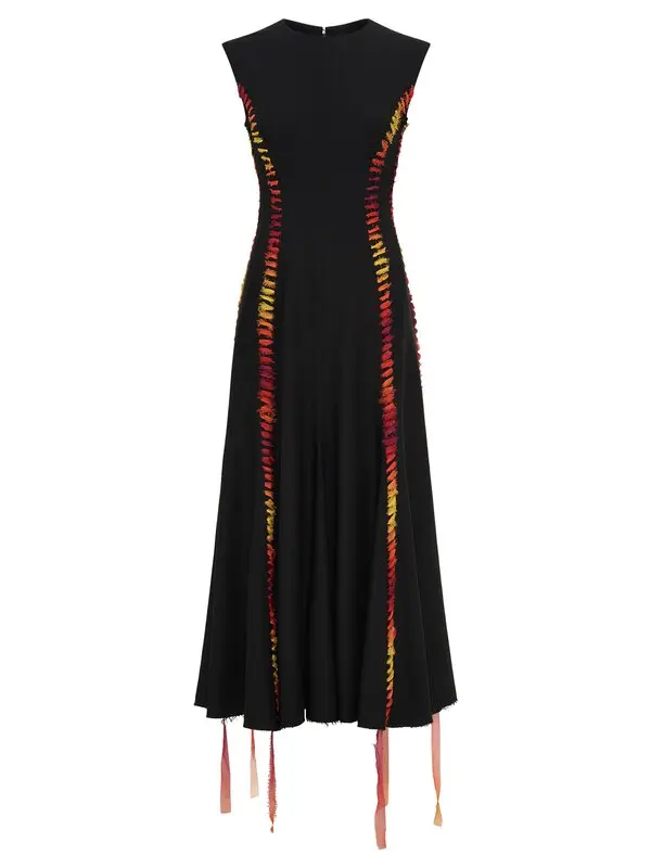 Gabriela Hearst Kendal Ribbon-detailed Wool Midi Dress - Black