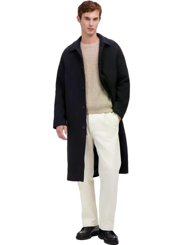Madewell Raglan-sleeve Topcoat In Italian Fabric - Deep Navy